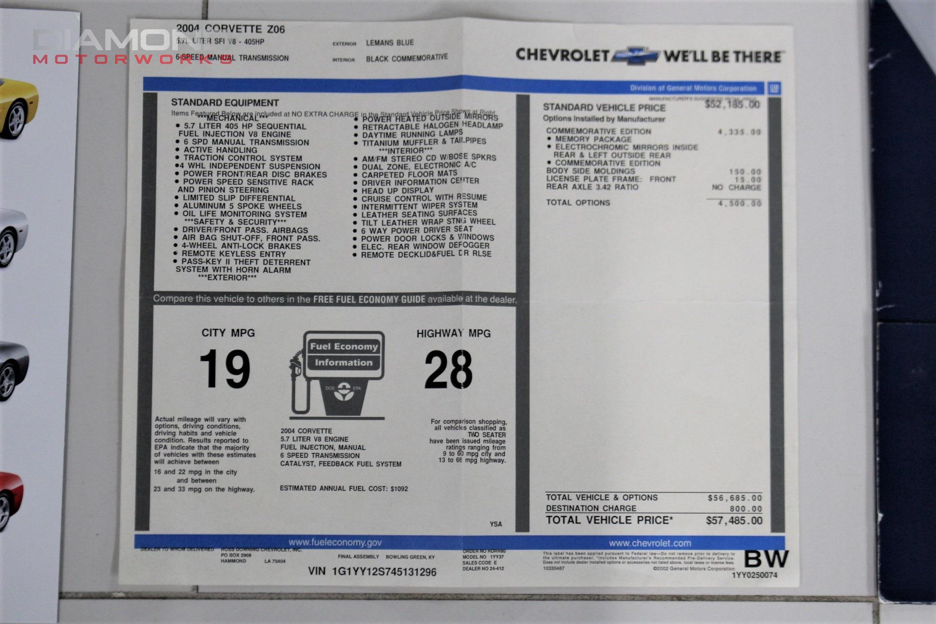 2004 Corvette Color Codes